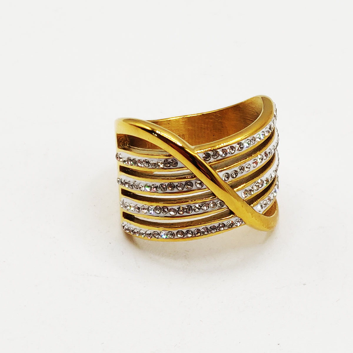 Bague 4 Lignes Cristaux Croisés – Hanan Channel