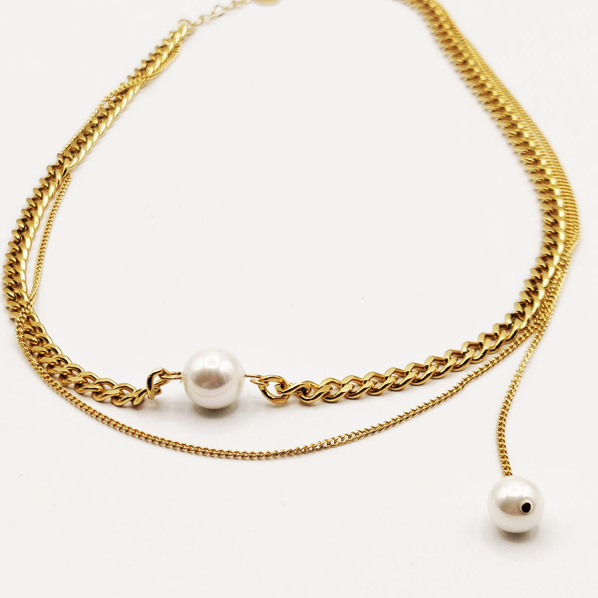 Collier Double Tresse et Perle Blanche – Hanan Channel